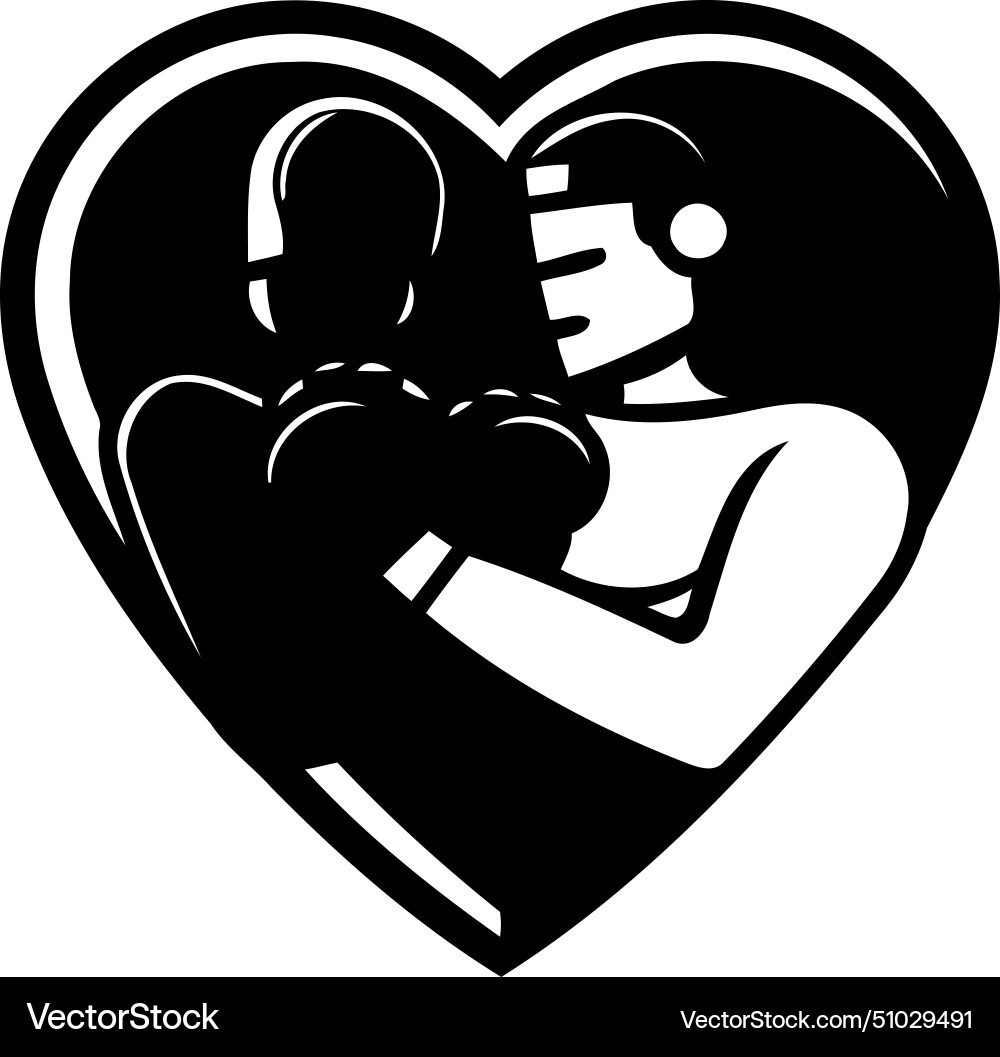 A boxer with boxing gloves in heart shape Vector Image