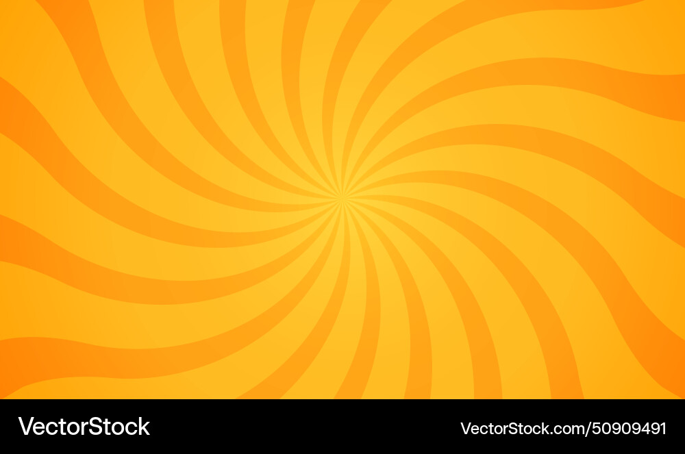 Background with radial sun rays orange swirl Vector Image