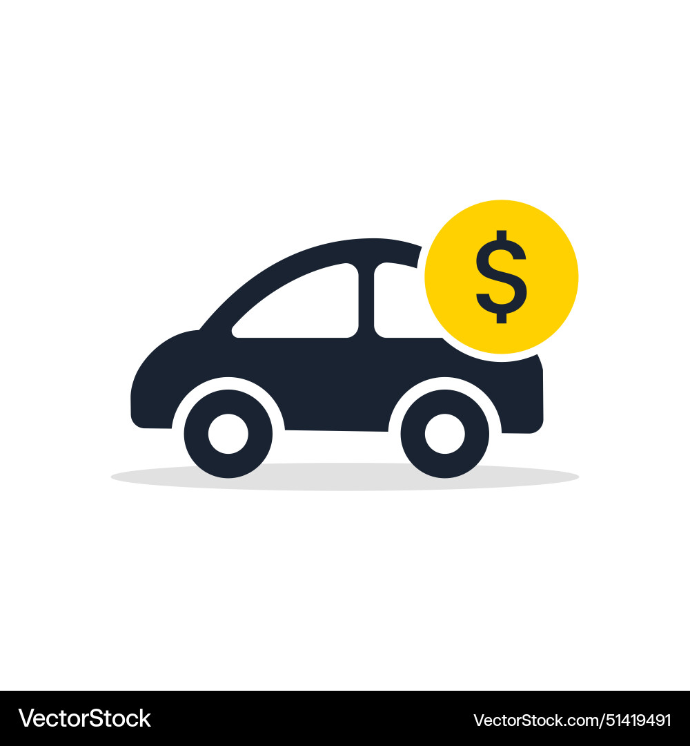 Car with coin icon or buy Royalty Free Vector Image