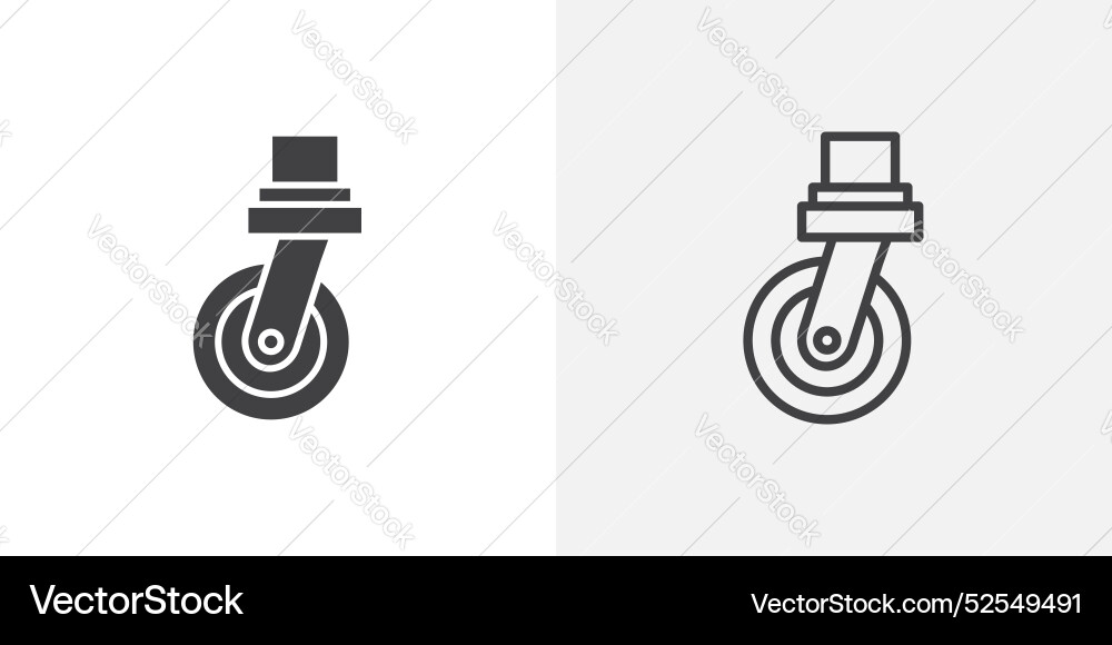 Caster wheel thin line icon set Royalty Free Vector Image