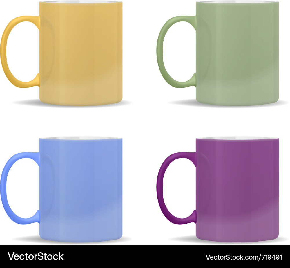 Colorful Ceramic Mugs Royalty Free Vector Image