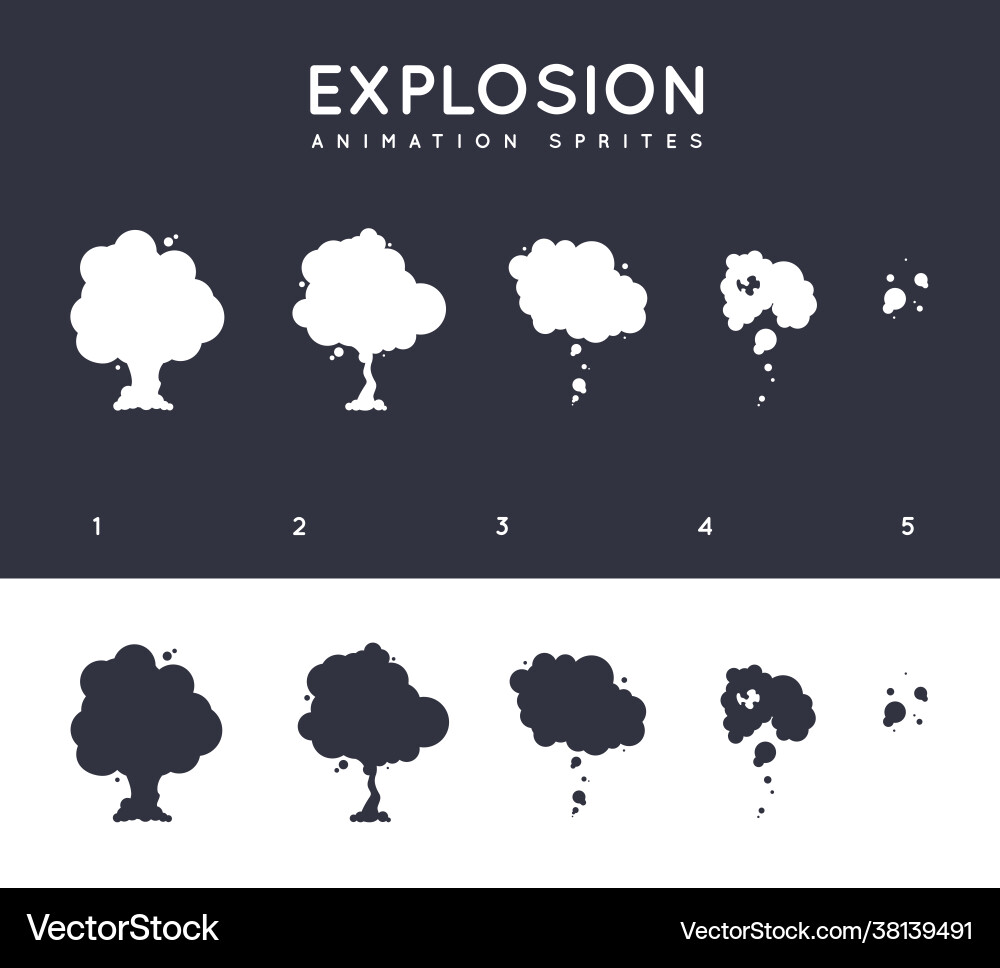 Explosion with Smoke Burst Animation Royalty Free Vector