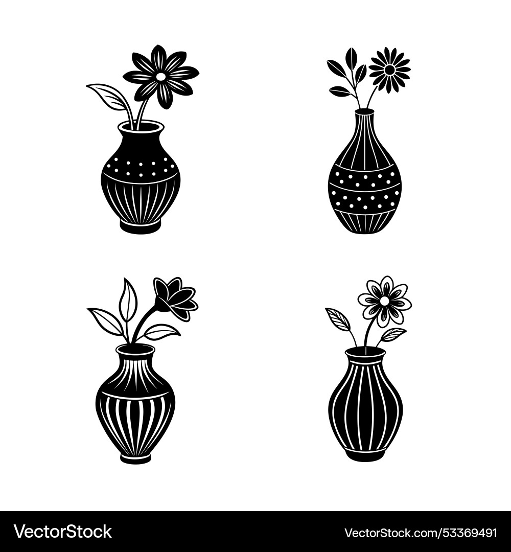 Flower vase with simple Royalty Free Vector Image