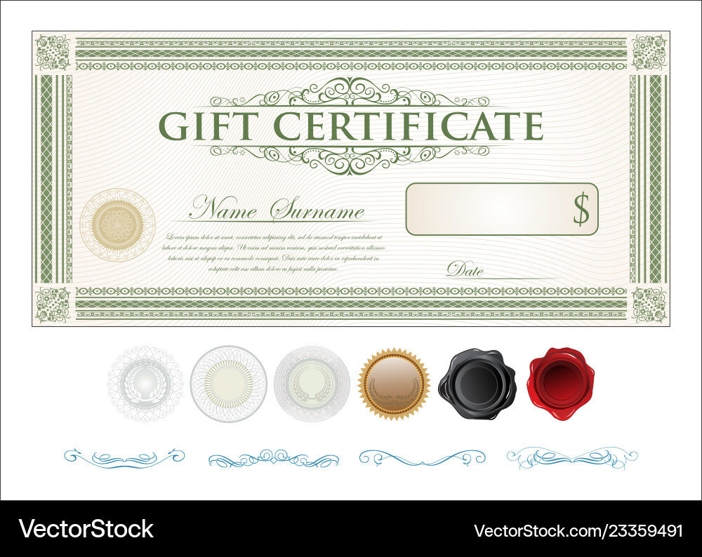 Gift certificate retro vintage template 3 Vector Image