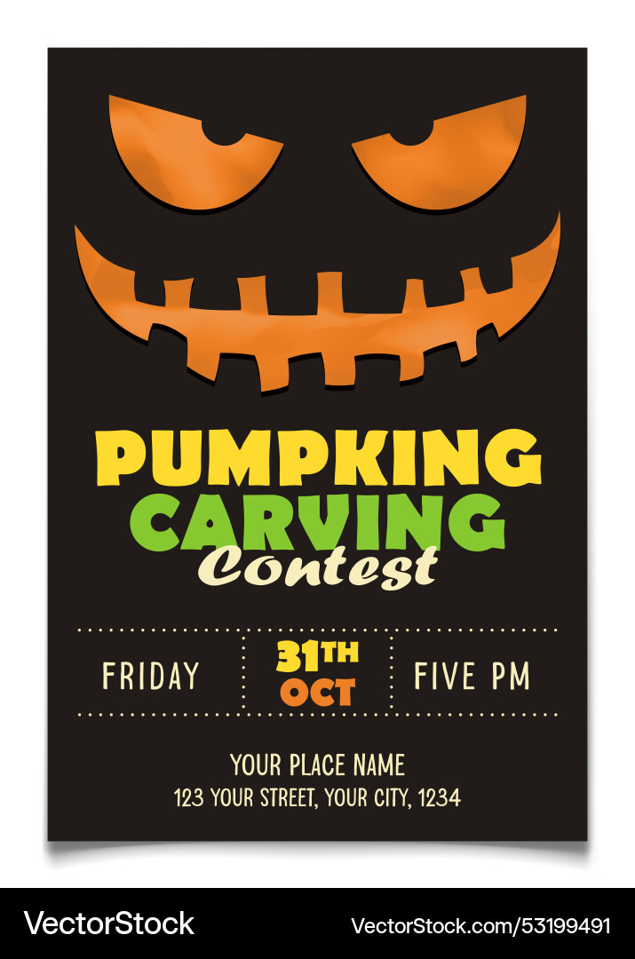 Halloween pumpkin carving contest flyer design Vector Image