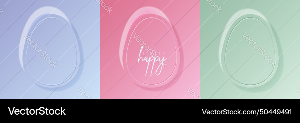 Set of pastel colored 3d egg shape frame design Vector Image