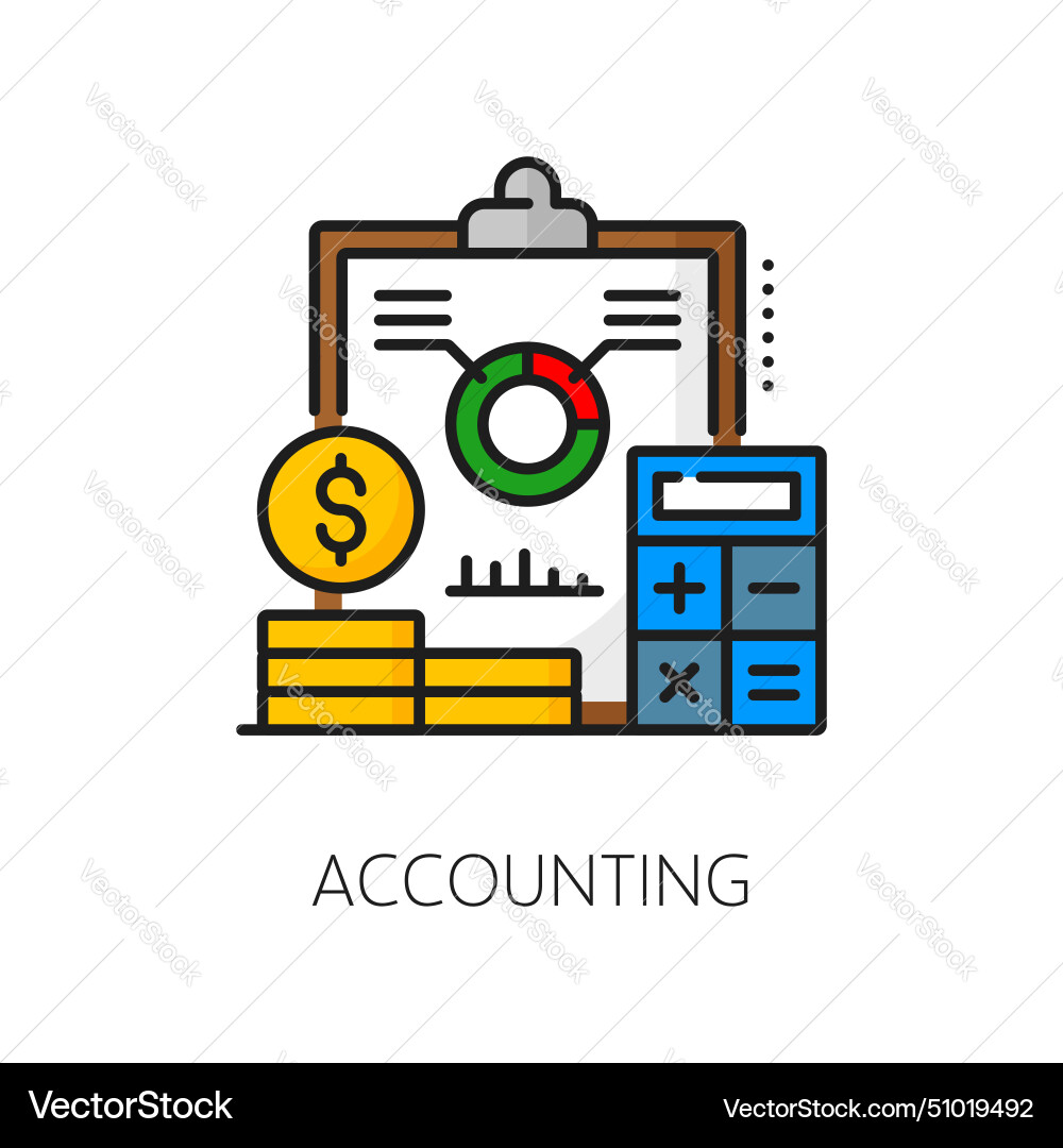 Accounting line icon financial statement money Vector Image