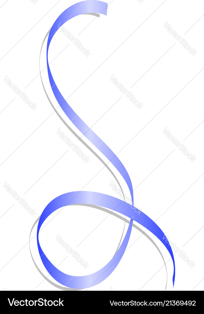 Blue curl ribbon mockup realistic style Royalty Free Vector