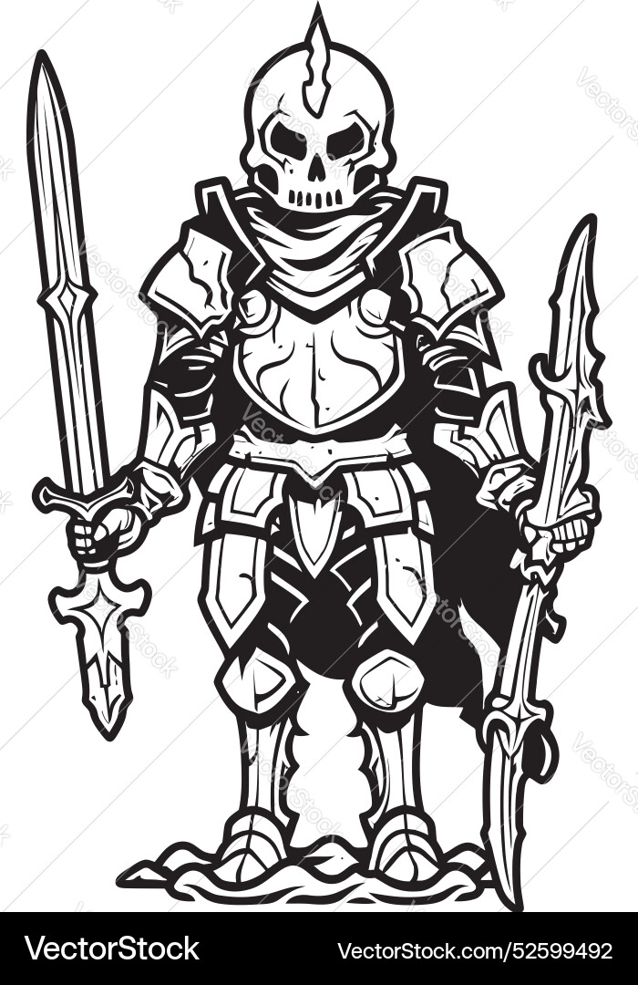 Dark guardian skeleton knight logo design Vector Image