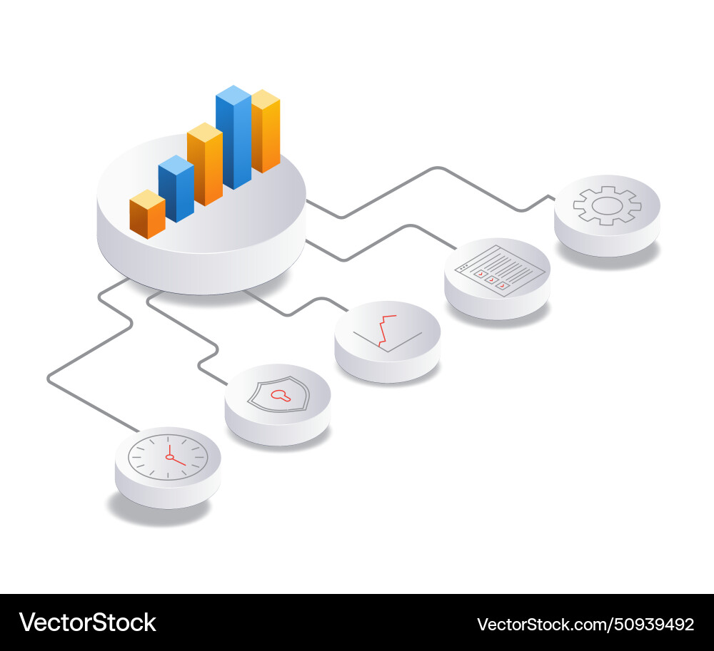 Erp business management flat isometric 3d Vector Image