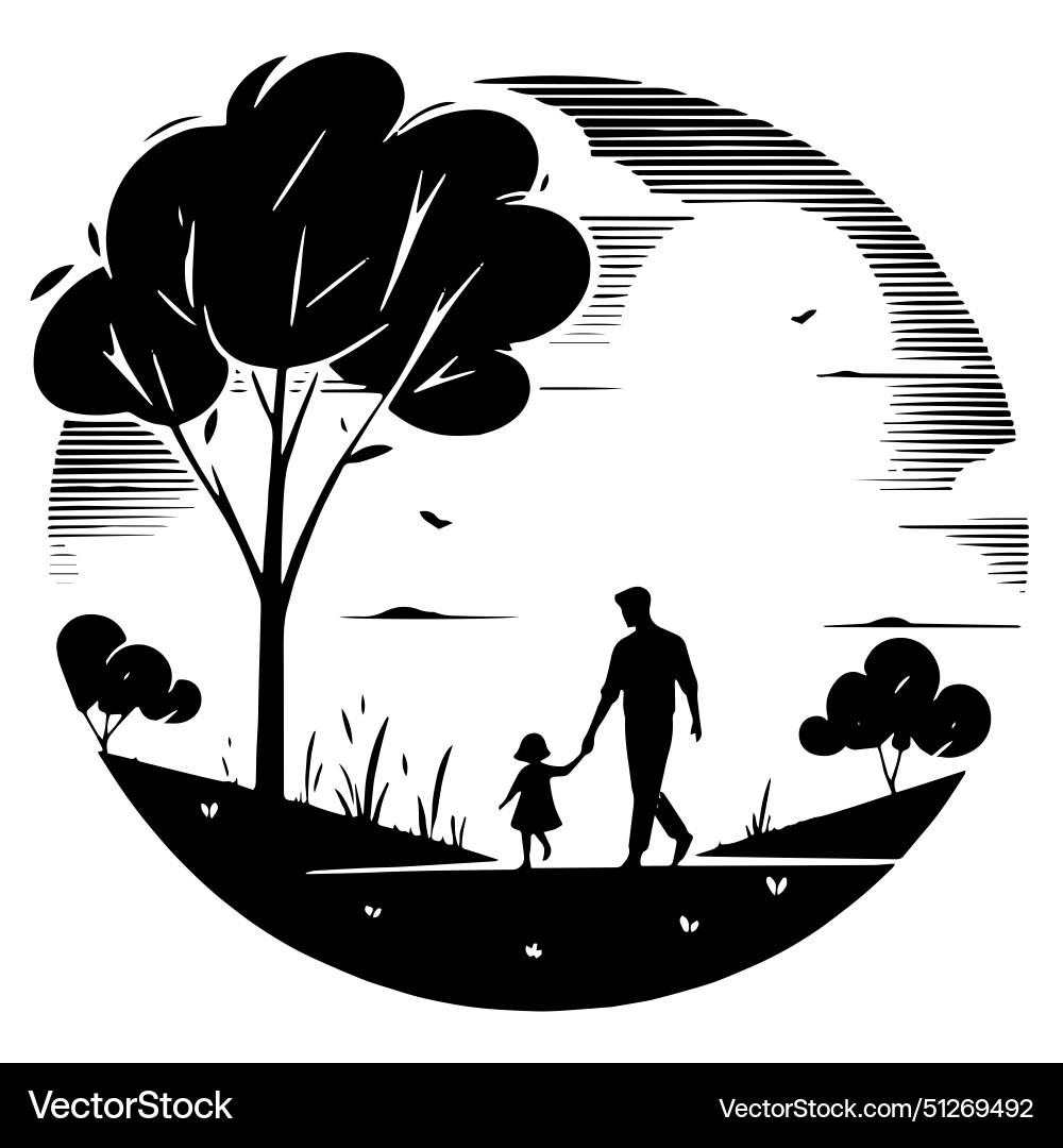 Fathers day silhouette design son and father Vector Image