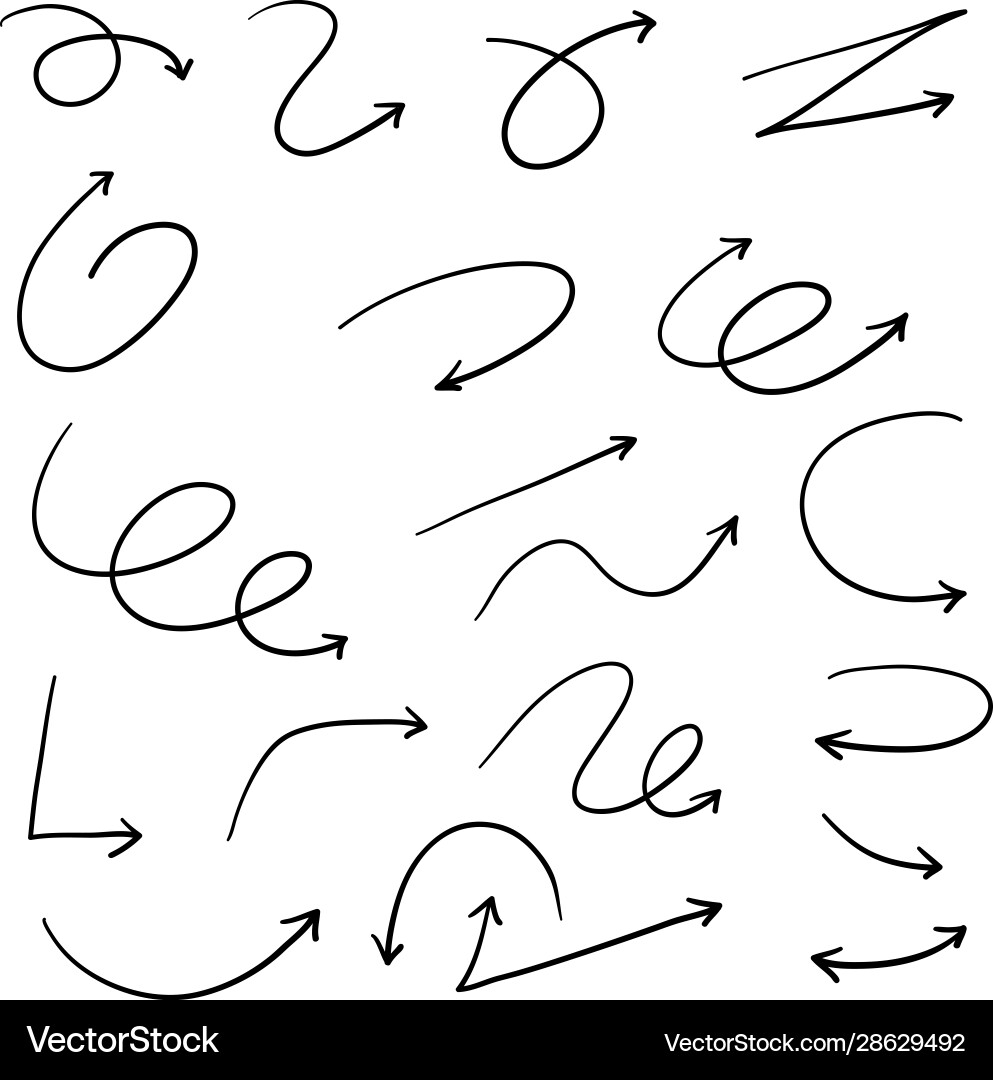 Hand Drawn Doodle Arrow Icons Royalty Free Vector Image
