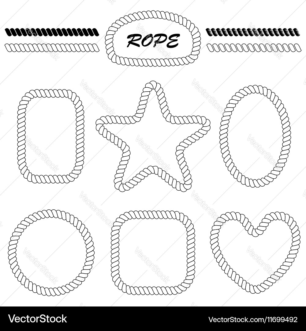 Heart & Nautical Rope Frames Royalty Free Vector Image