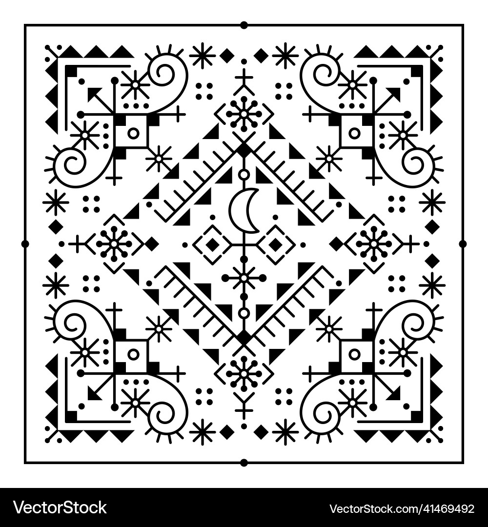 Icelandic style tribal line art pattern Royalty Free Vector