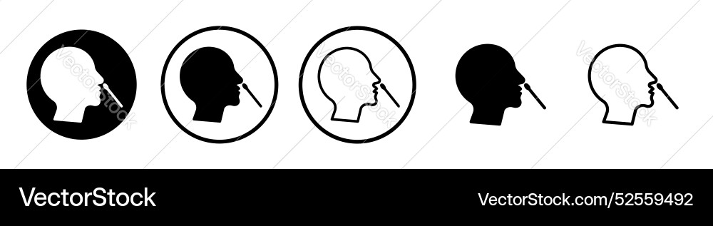 Nasal swab icon set on white background Royalty Free Vector
