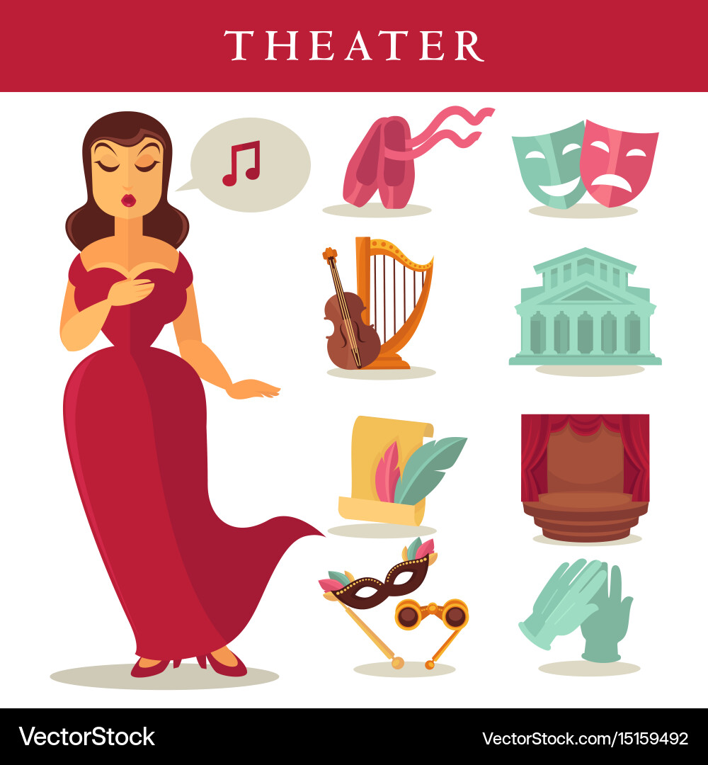 Opera Singer Flat Icons Royalty Free Vector Image