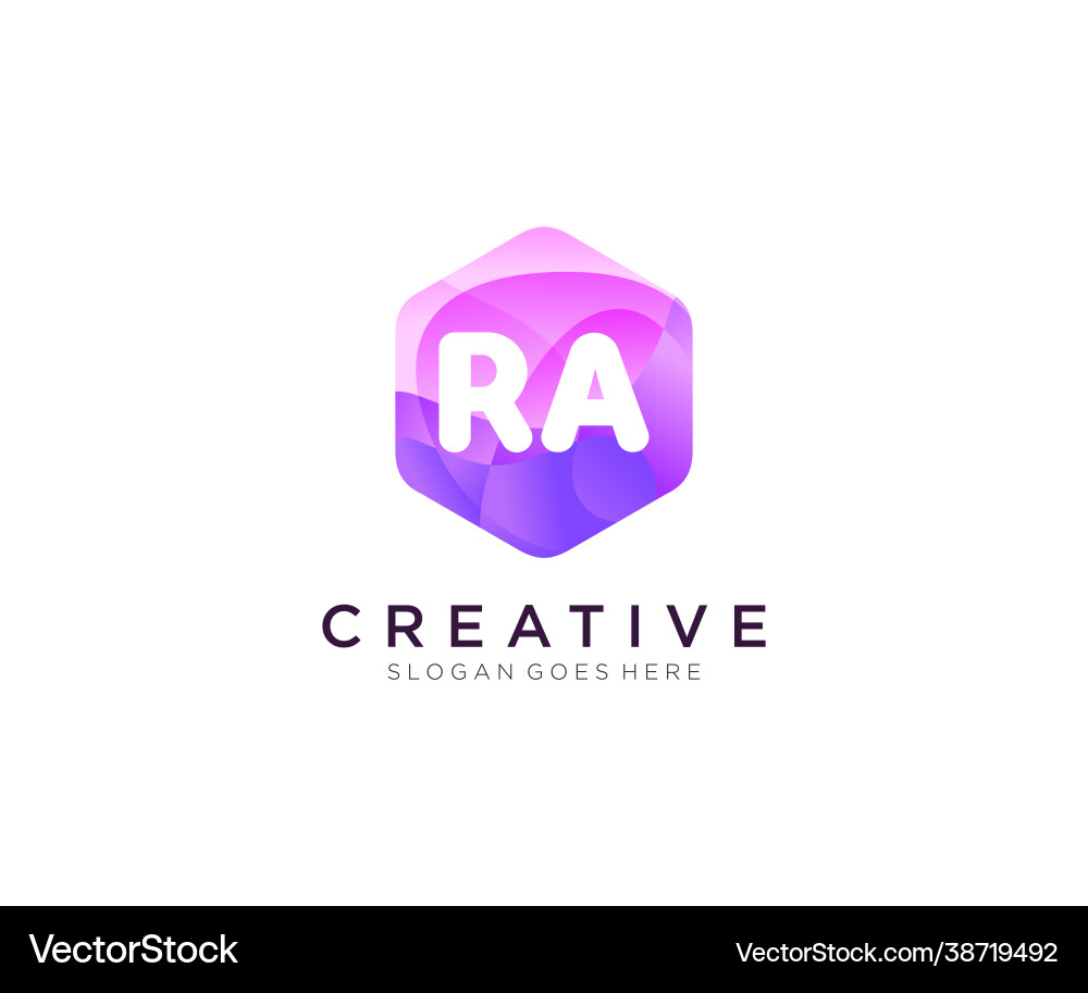 Ra initial logo with colorful hexagon modern Vector Image