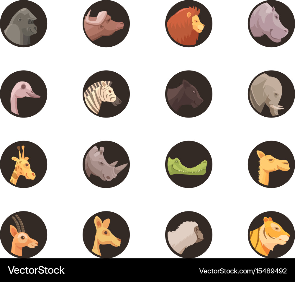 Round animal avatars collection Royalty Free Vector Image
