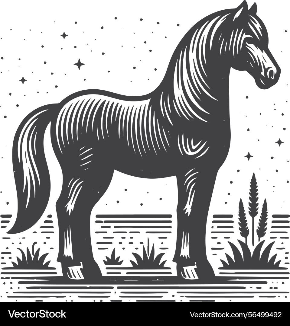 Simple rodeo horse side view icon design vintage Vector Image