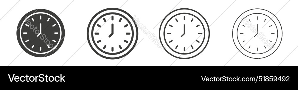 Time clock icon set wall symbol schedule Vector Image
