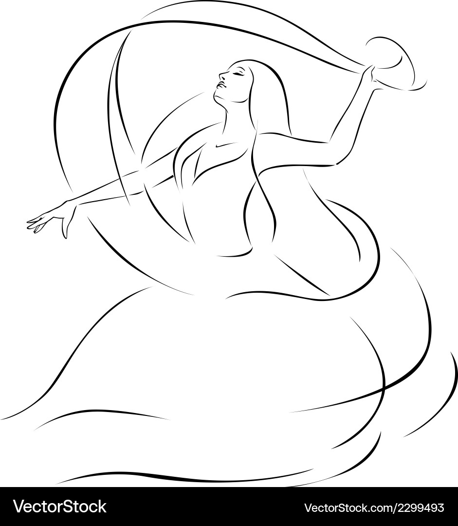 Black Outline Belly Dancer Royalty Free Vector Image