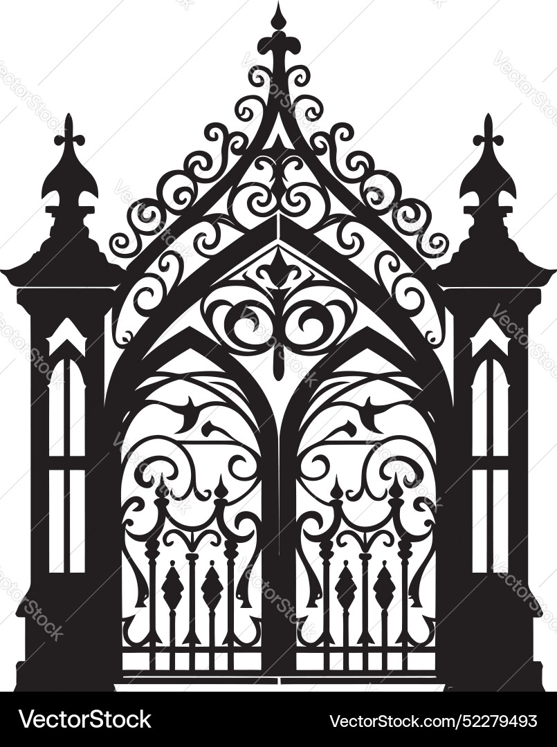Divine designs church gate scrolls and iconic Vector Image