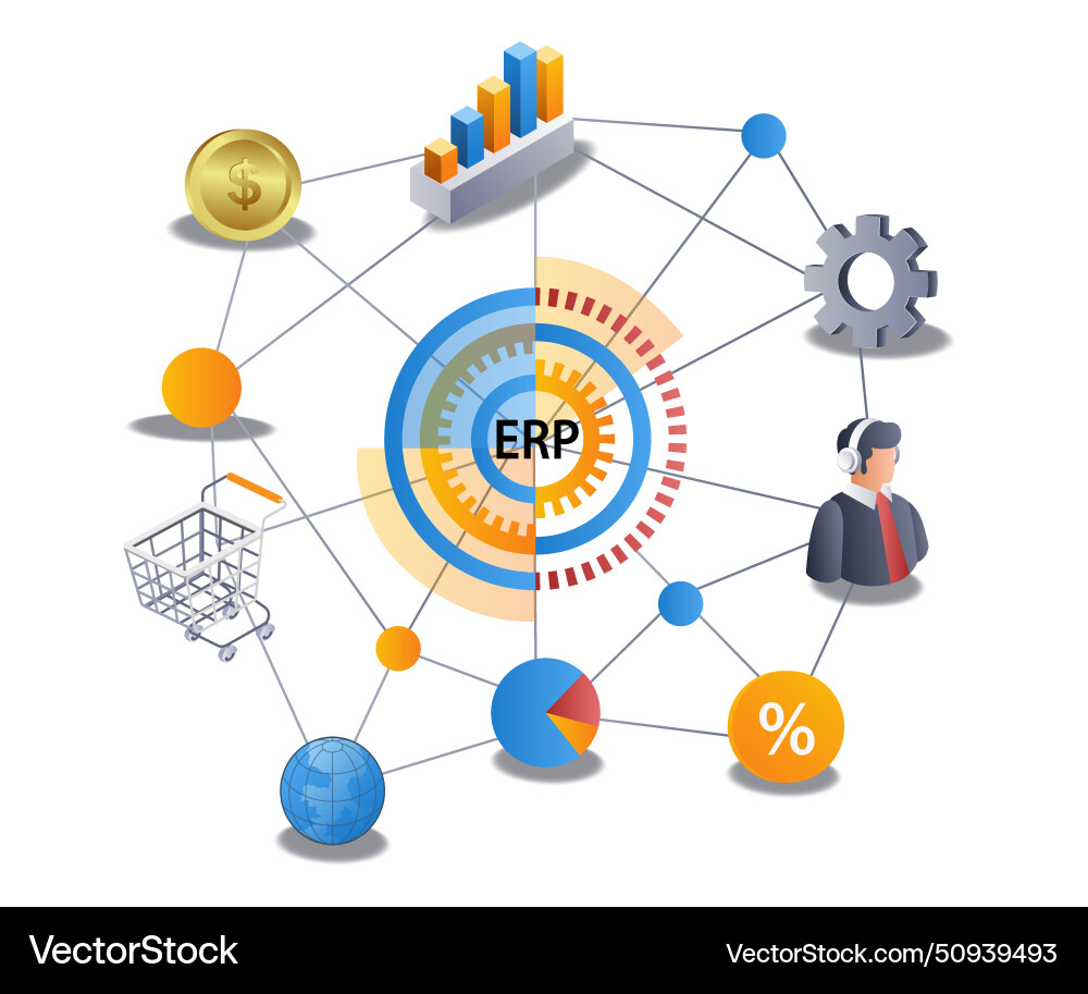 Erp network management business company flat Vector Image