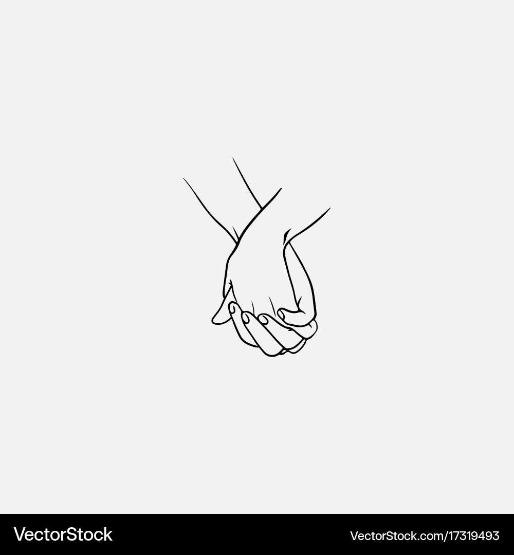 Holding hands with interlocked or intertwined Vector Image