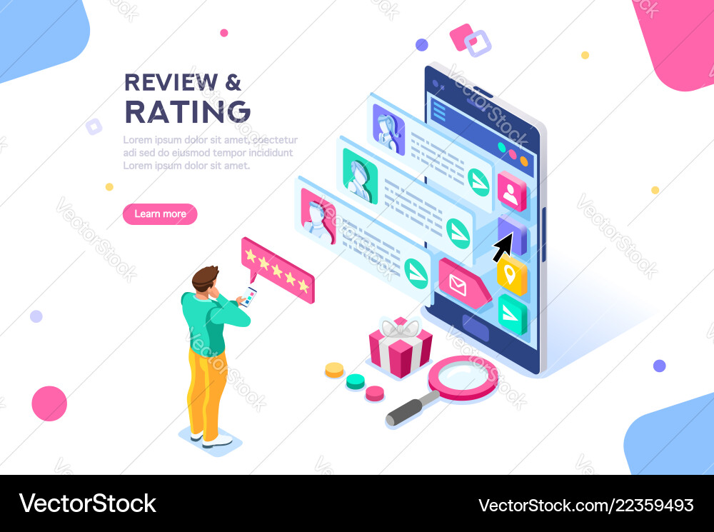 Rating web page template banner Royalty Free Vector Image