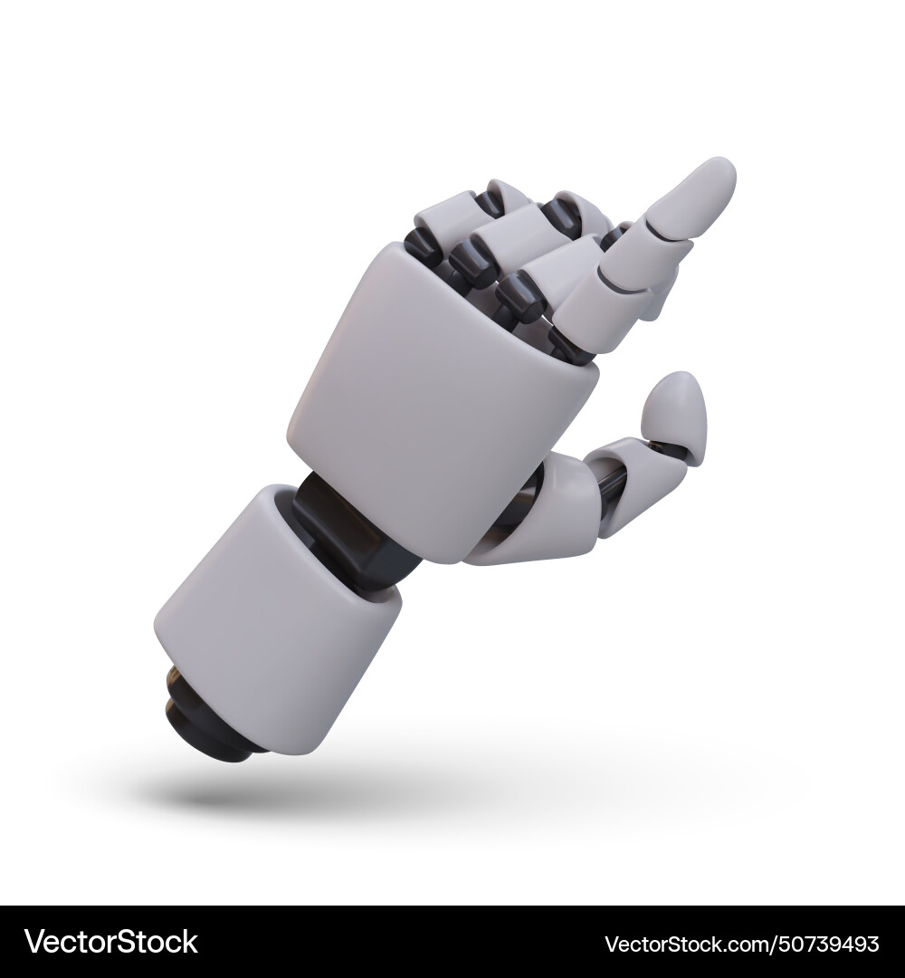 Realistic mechanical hand pointing up with index Vector Image
