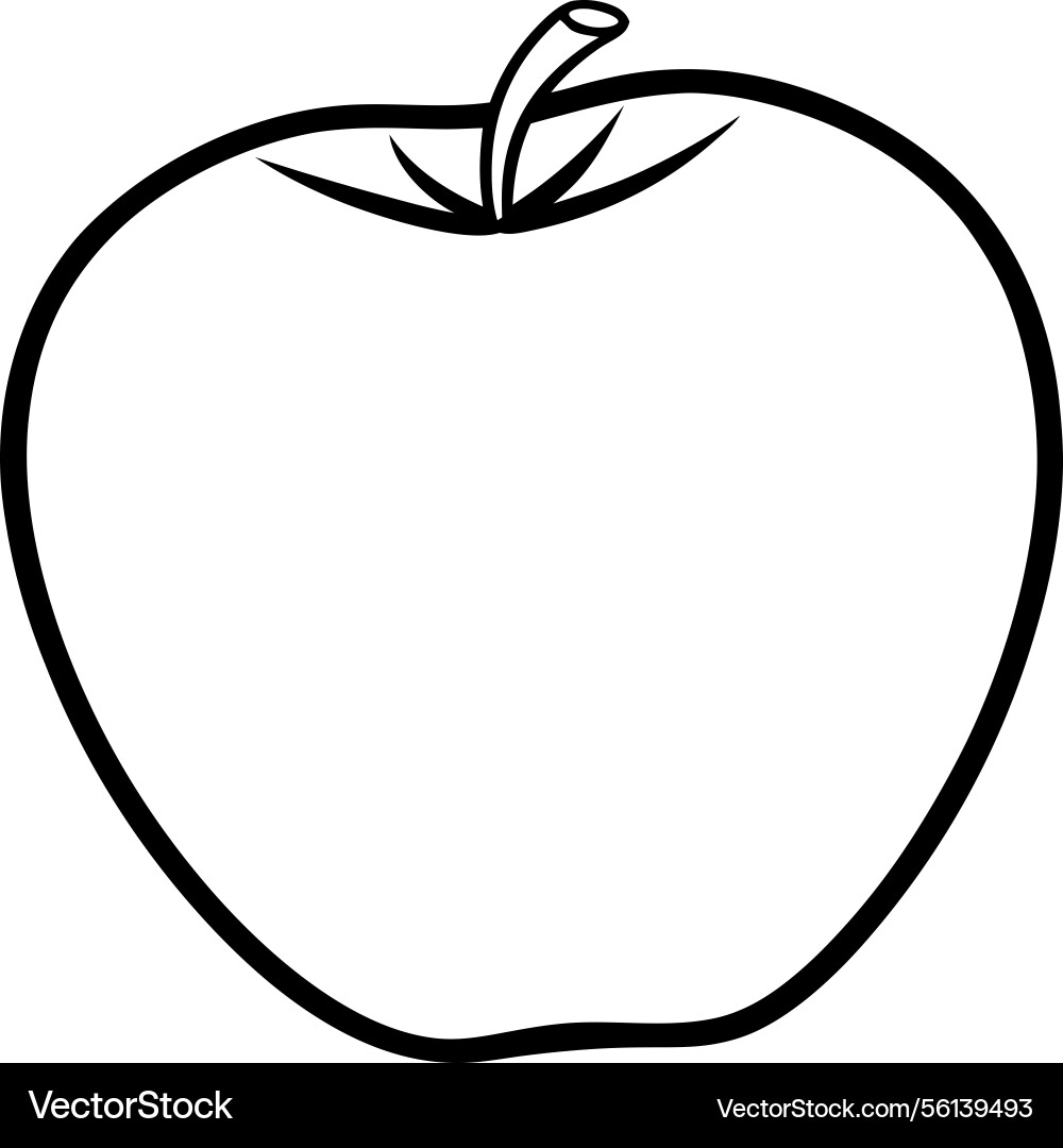 Simple black and white apple outline drawing Vector Image