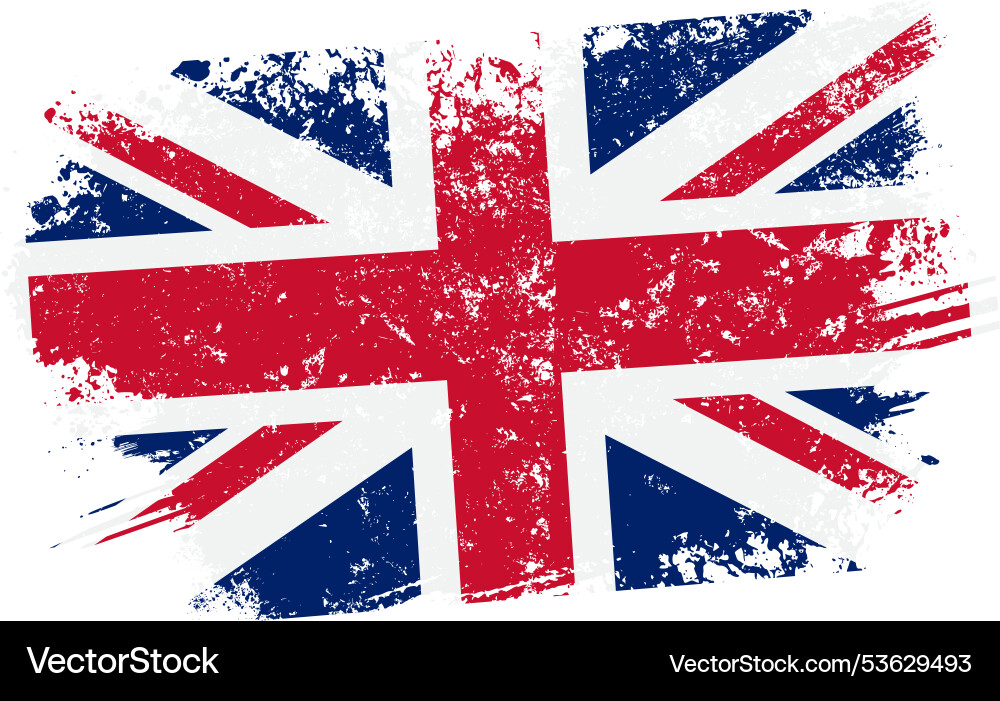 Uk flag british with grunge effect Royalty Free Vector Image