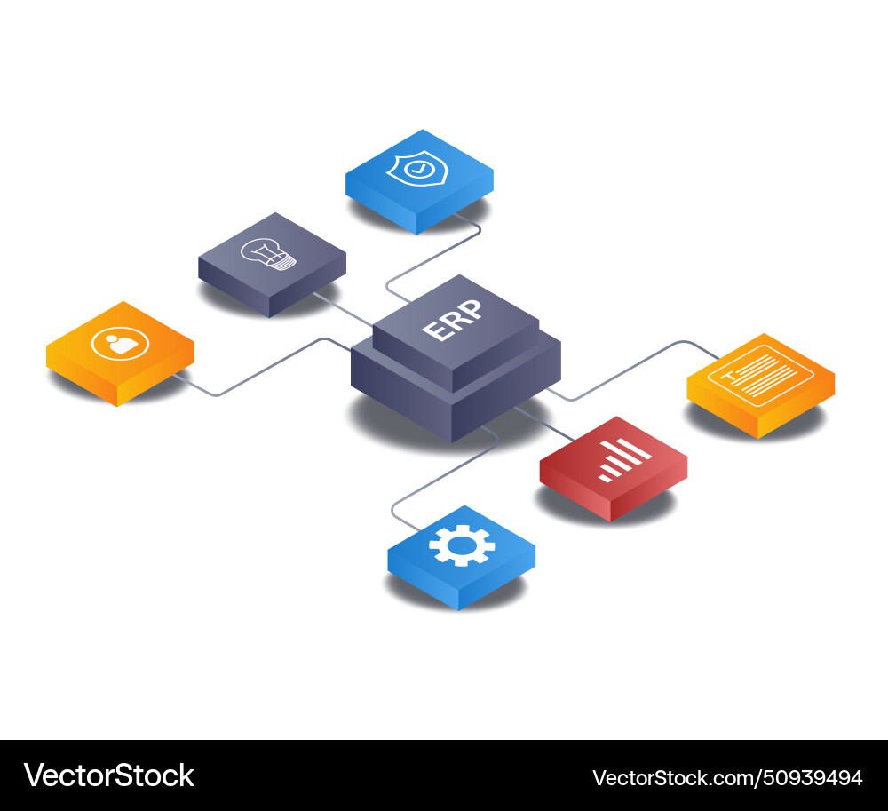 Erp network management infographic flat isometric Vector Image