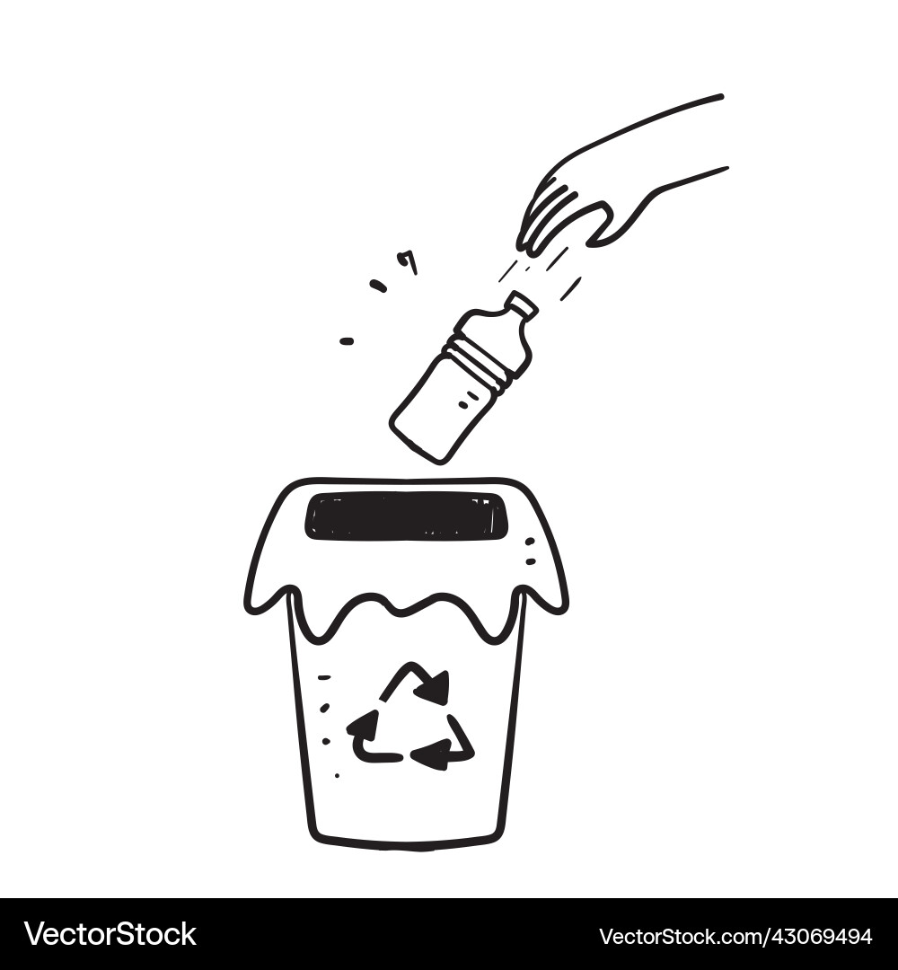 Hand drawn doodle throw plastic bottles Royalty Free Vector