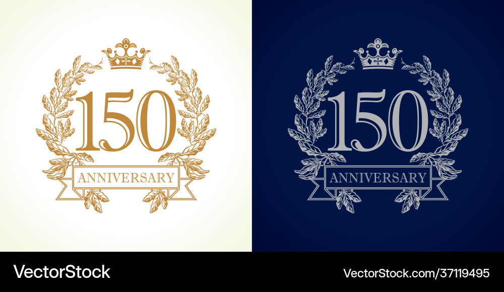 150 anniversary luxury logo Royalty Free Vector Image