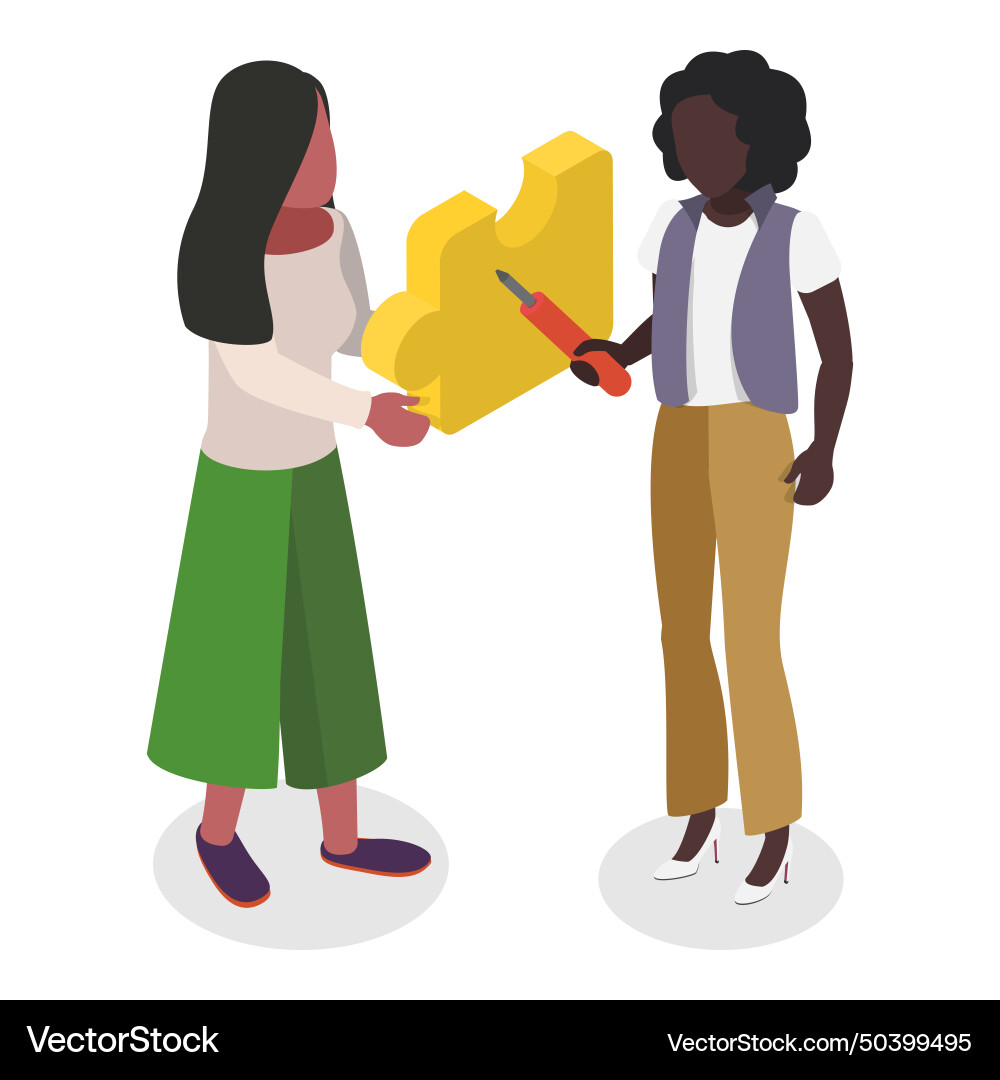 3d isometric flat of fixing Royalty Free Vector Image