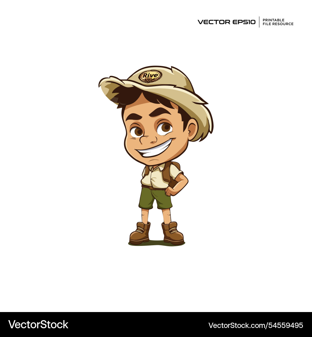 Boy explorer character mascot logo design eps 10 Vector Image
