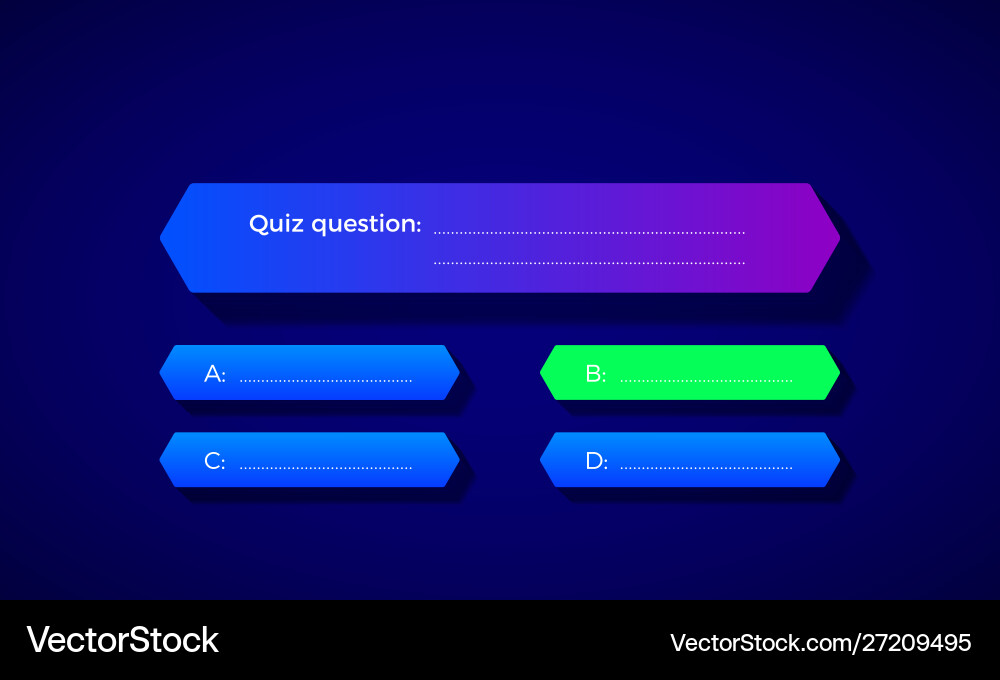 Design quiz in blue color question and four Vector Image