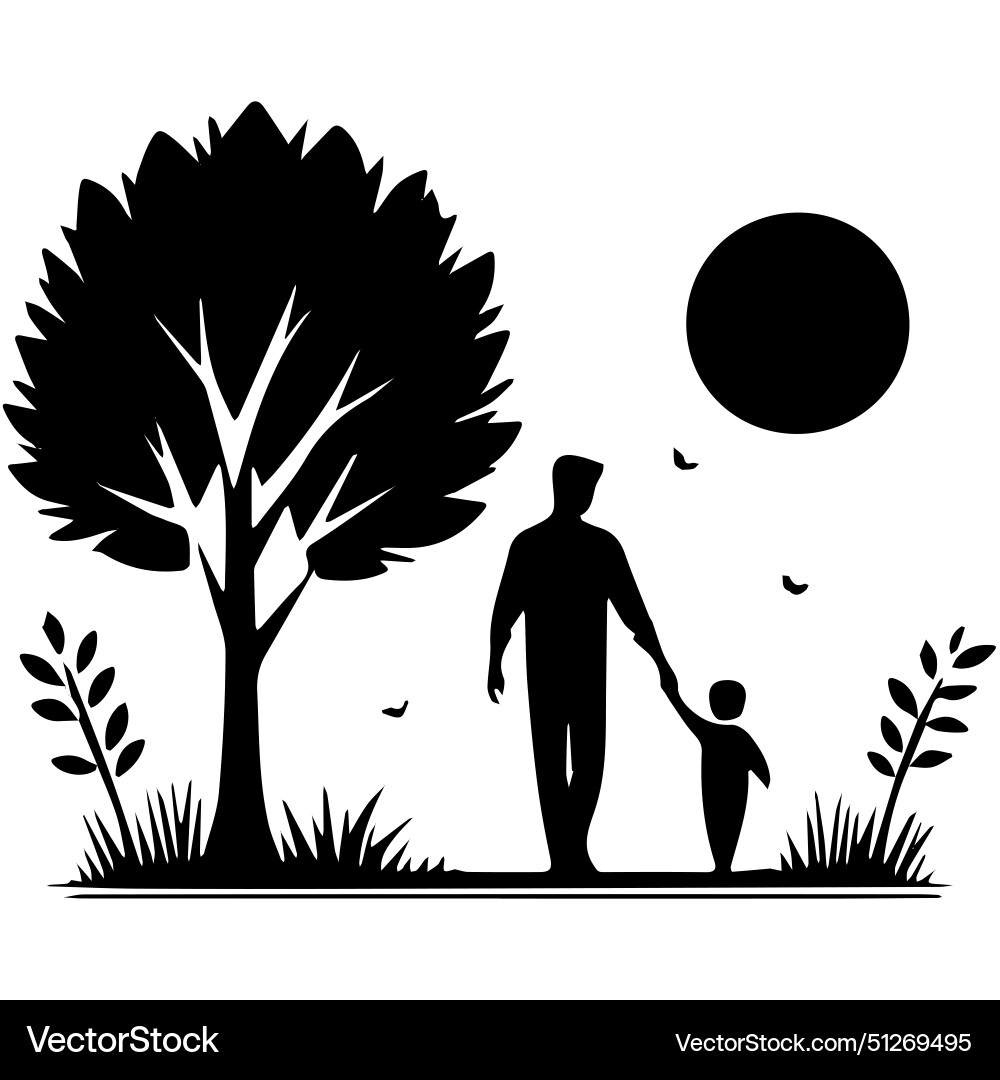 Fathers day silhouette design son and father Vector Image
