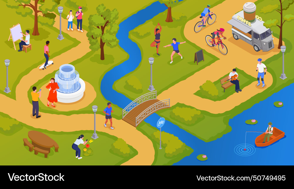 Hobby isometric background Royalty Free Vector Image