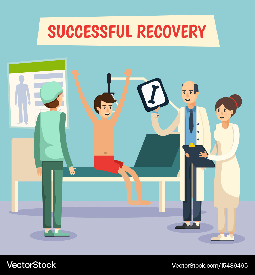 Hospital doctors patient flat poster Royalty Free Vector