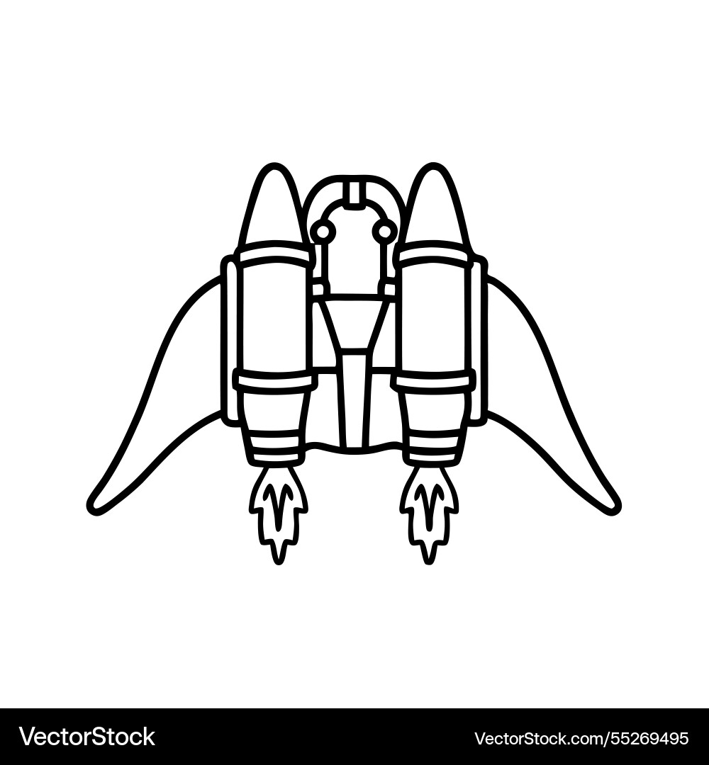 Jetpack air transport line art flat on white Vector Image
