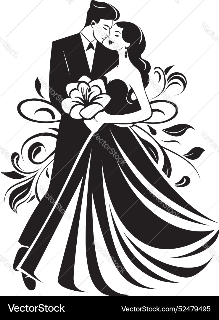 Matrimonial harmony bride and groom emblematic Vector Image