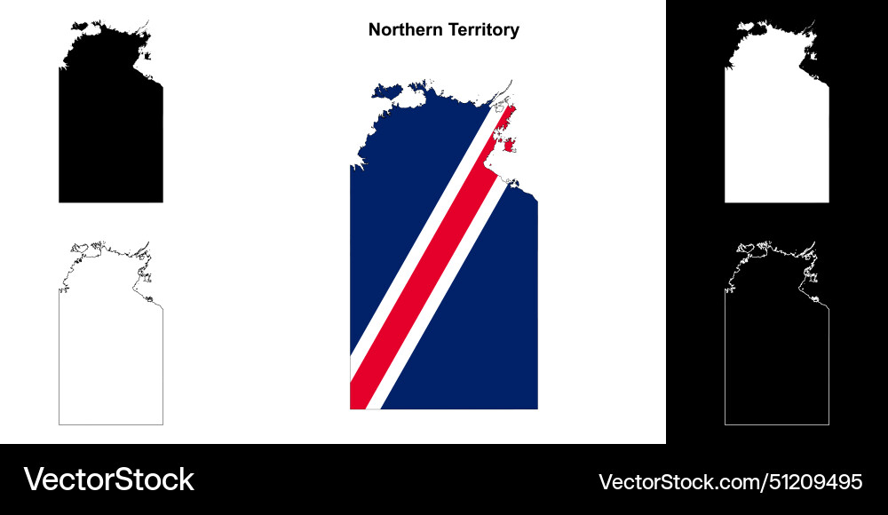 Northern territory outline map Royalty Free Vector Image