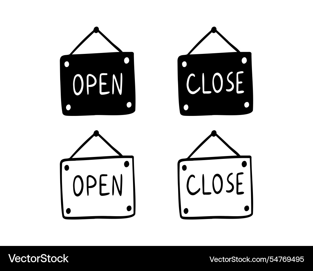 Open & Close Sign - Doodle Icon Royalty Free Vector
