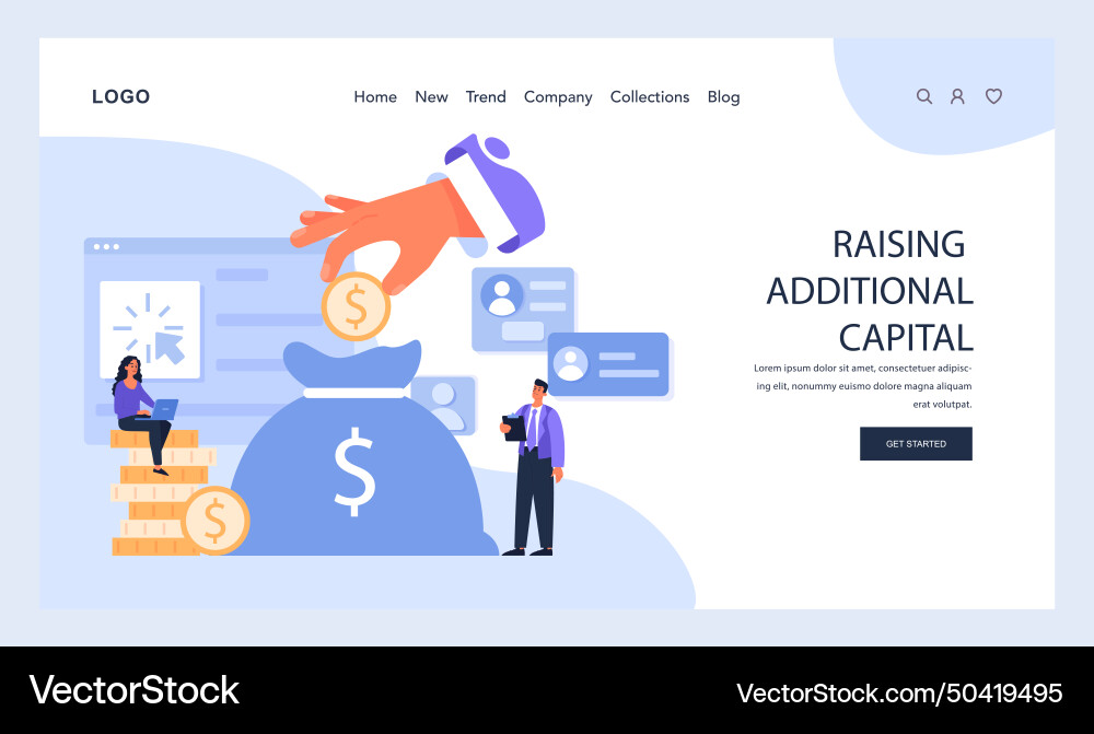 Raising additional capital web or landing Vector Image