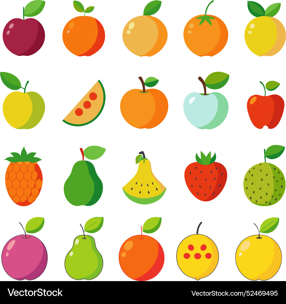 Set of healthy fruit Royalty Free Vector Image