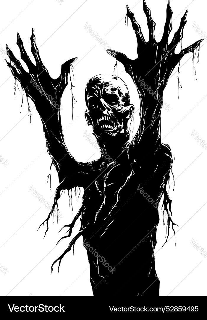 Wretched writhing logo design with zombie hands Vector Image