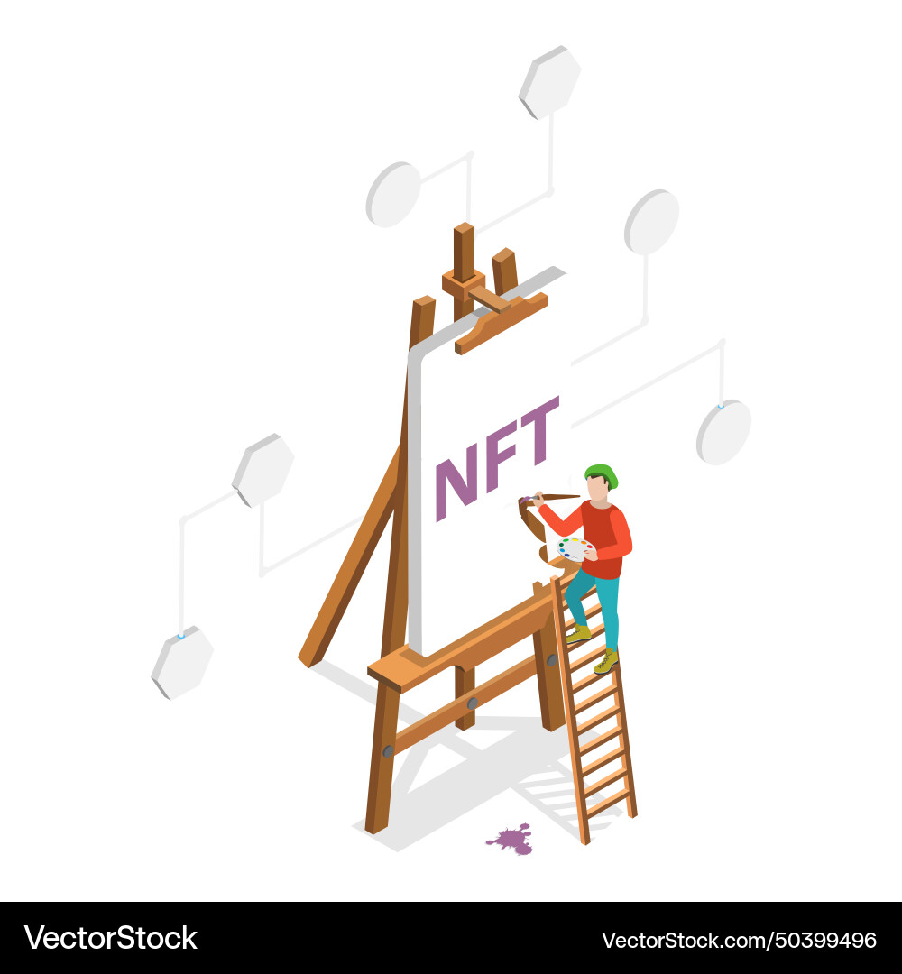 3d isometric flat of nft item Royalty Free Vector Image