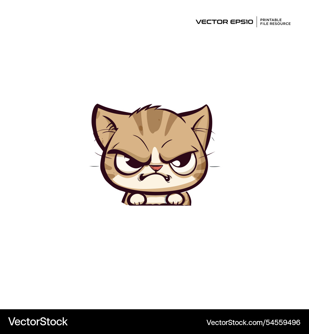 Cute angry cat character mascot logo design eps Vector Image